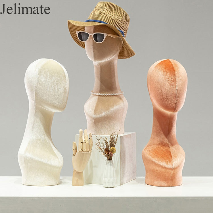 Must-Have: Colorful Long Neck Velvet Mannequin Head for Your Hat Shops ...