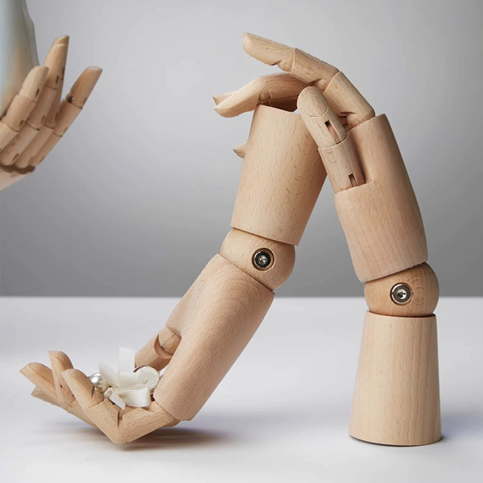 Female Male Movable Wood Hand Mannequin Hand Black Brown Wooden Hand ...