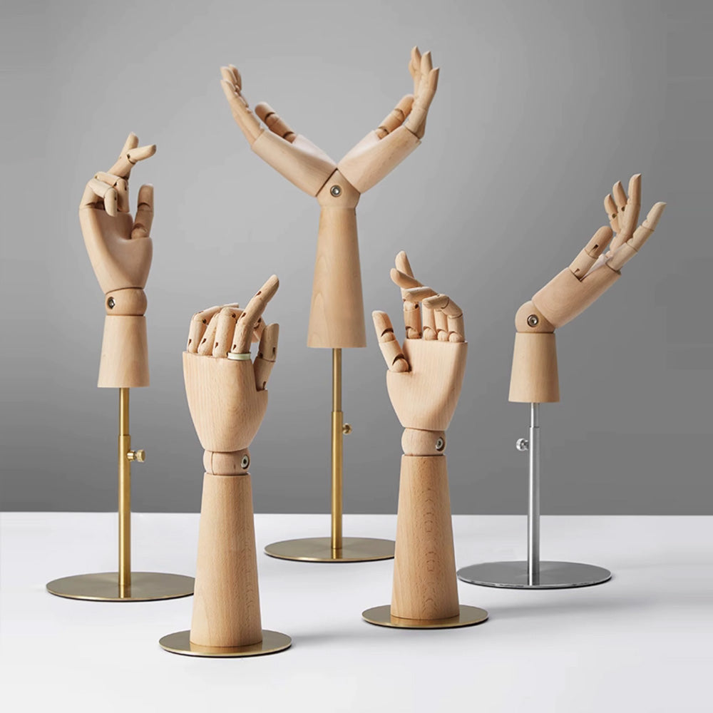 Female Male Movable Wood Hand Mannequin Hand Black Brown Wooden Hand ...